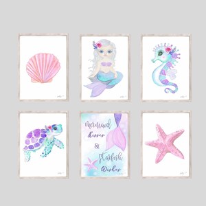 Ocean Art Set Mermaid Print Set Under the Sea Prints Girls Nursery ...