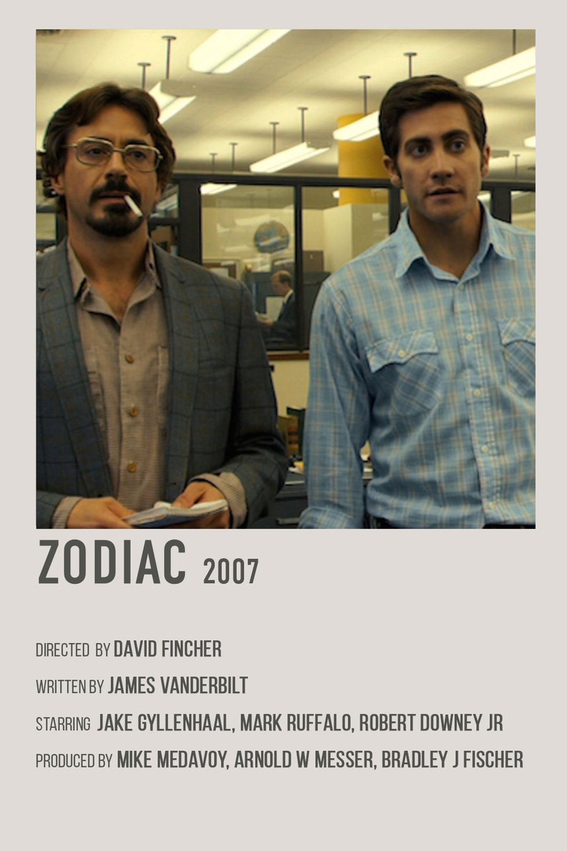 Zodiac Retro Movie Poster, Digital Download, Jake Gyllenhaal Robert ...