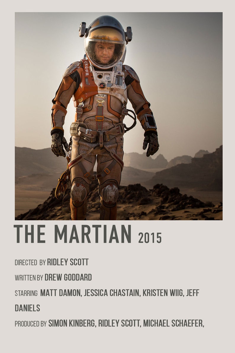 The Martian Retro Movie Poster, Digital Download, Matt Damon Sci-fi ...
