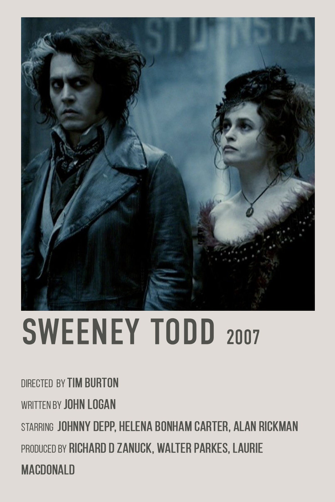 Sweeney Todd Retro Movie Poster, Digital Download, Johnny Depp Helena ...