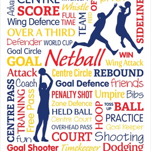 Netball Typography Print DIGITAL FILE Netball Poster, Netball Wall Art ...