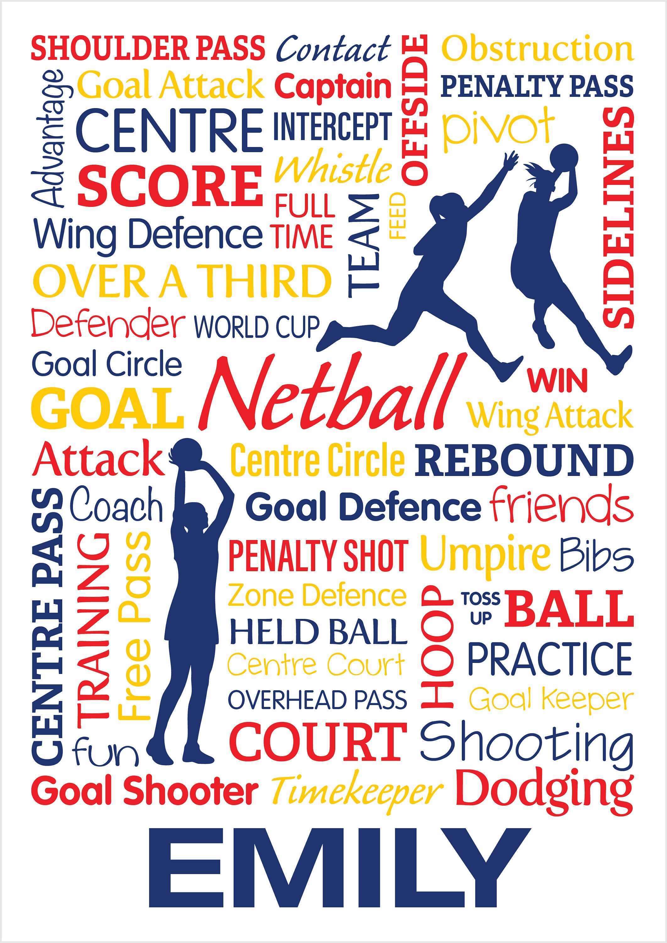 Netball Typography Print DIGITAL FILE Netball Poster, Netball Wall Art ...