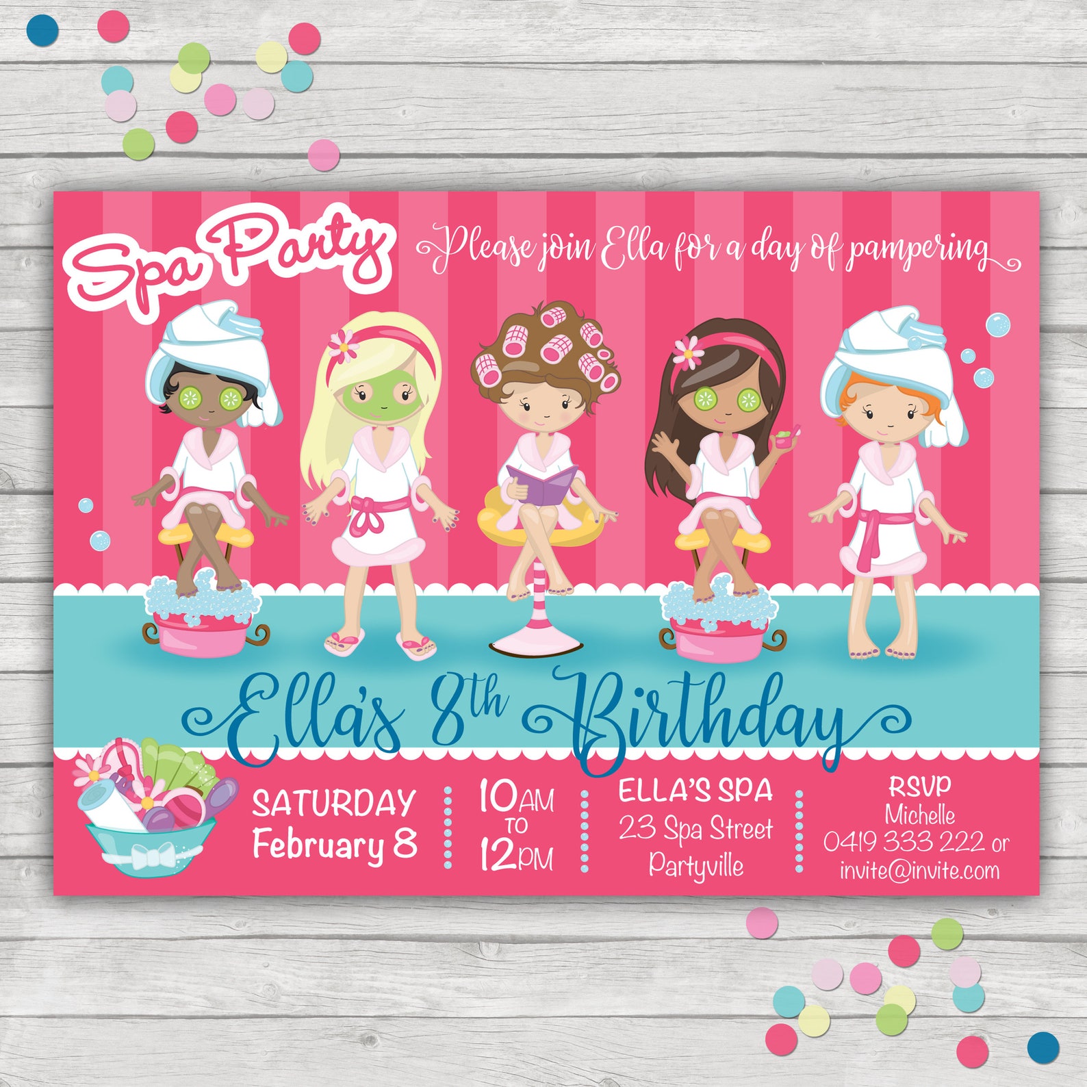 Pamper Party Invitation. Spa Party Invitation. Pamper Spa Birthday ...