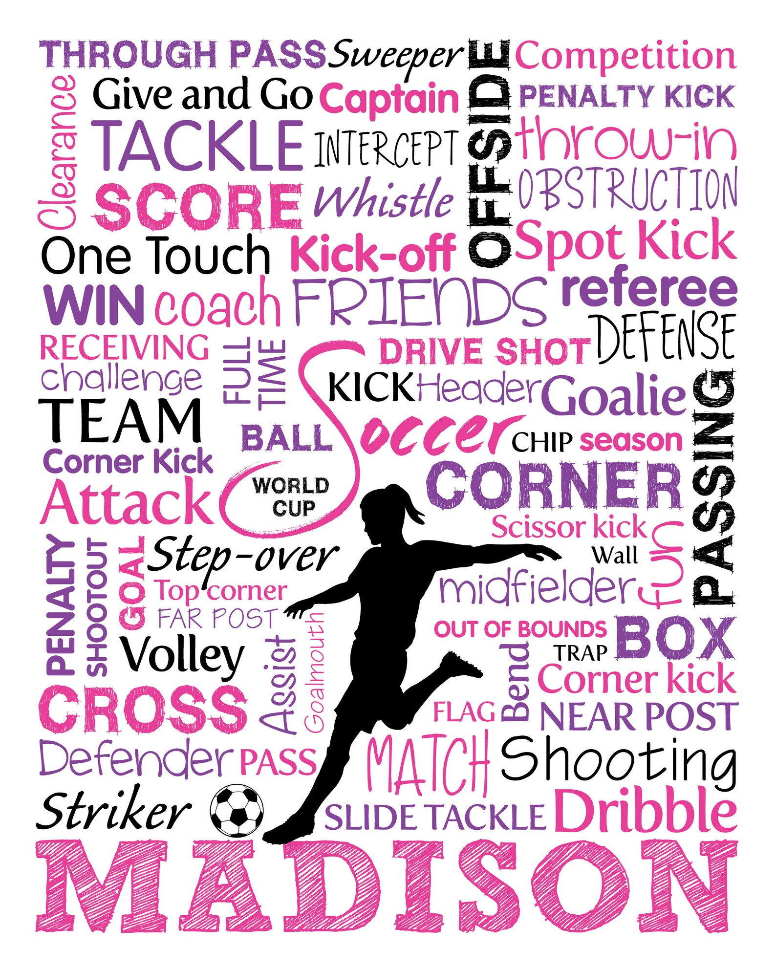 Girls Soccer Poster Girls Soccer Typography Gift for Soccer | Etsy