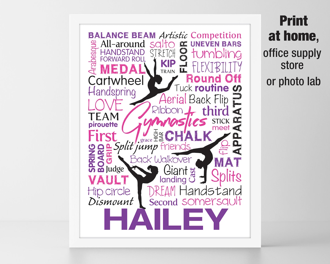 Personalized Gymnastic Poster, Gymnastic Print, Gymnastic Gift, DIGITAL ...