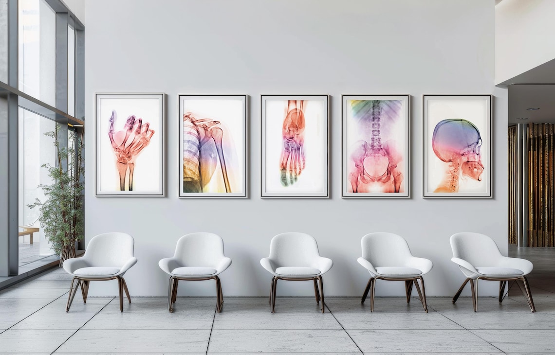 Physiotherapy Wall Art Poster Pack, Holistic Colourful Human X-ray Wall ...