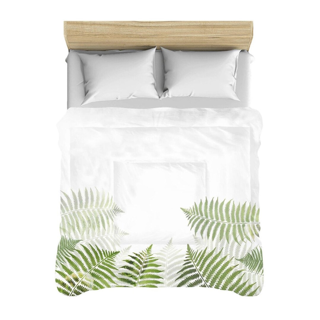 Fern Pattern Comforter Green White Vintage Illustration - Etsy