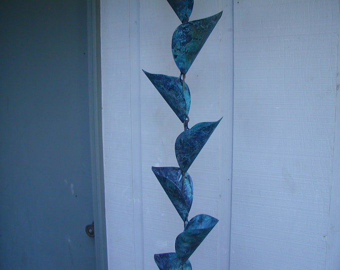 9-foot Cascading Water COPPER RAIN CHAIN - Handmade Plant Sculpture for ...