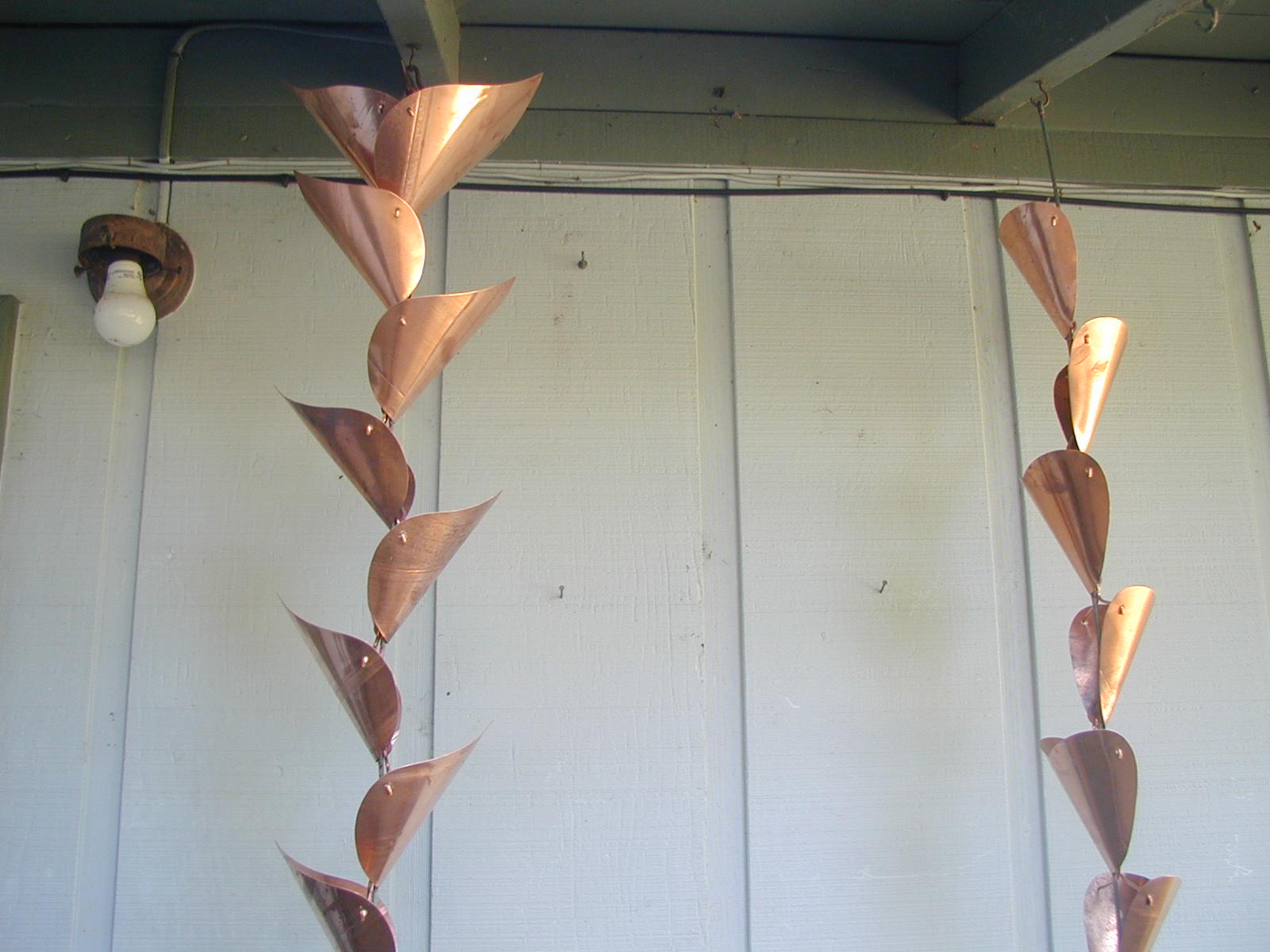 10-foot Cascading Water COPPER RAIN CHAIN - Handmade Plant Sculpture ...