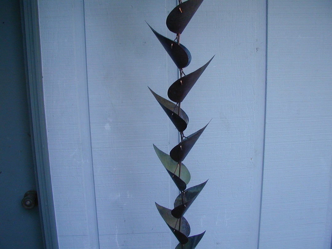 8-foot Cascading Water COPPER RAIN CHAIN Handmade Plant Sculpture for ...