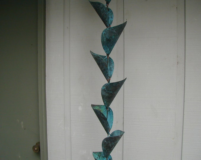 8-foot Cascading Water COPPER RAIN CHAIN - Handmade Plant Sculpture for ...