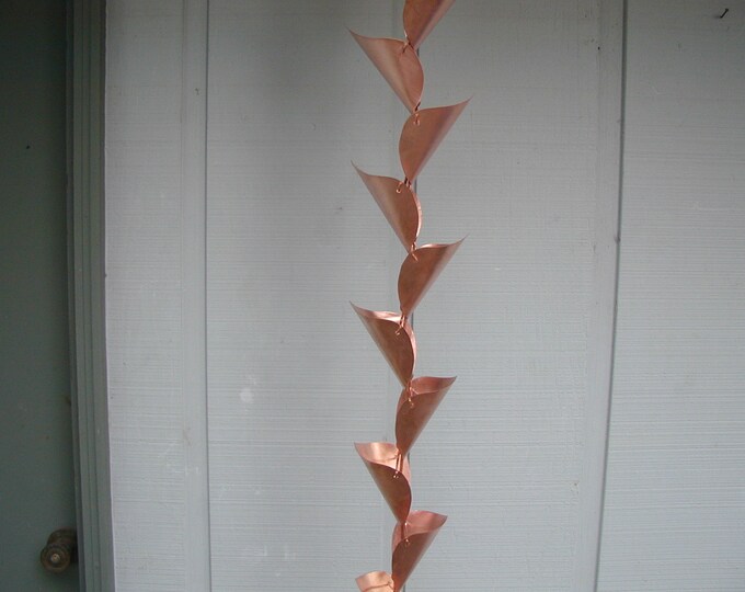 7-foot Cascading Water COPPER RAIN CHAIN Handmade Plant Sculpture for ...