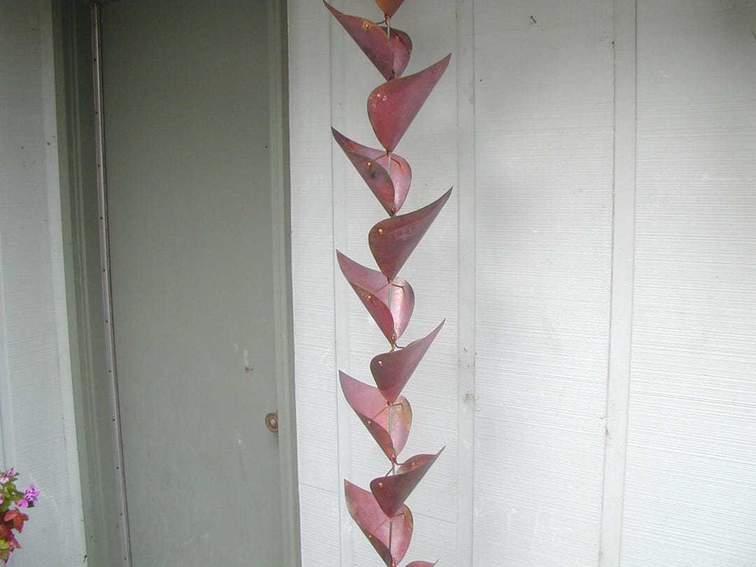10-foot Cascading Water COPPER RAIN CHAIN - Handmade Plant Sculpture ...