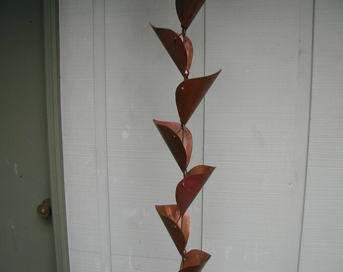 8-foot Cascading Water COPPER RAIN CHAIN - Handmade Plant Sculpture for ...