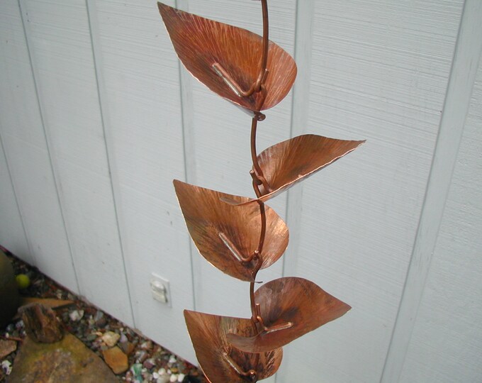 9-foot Cascading Water COPPER RAIN CHAIN Handmade Plant Sculpture ...