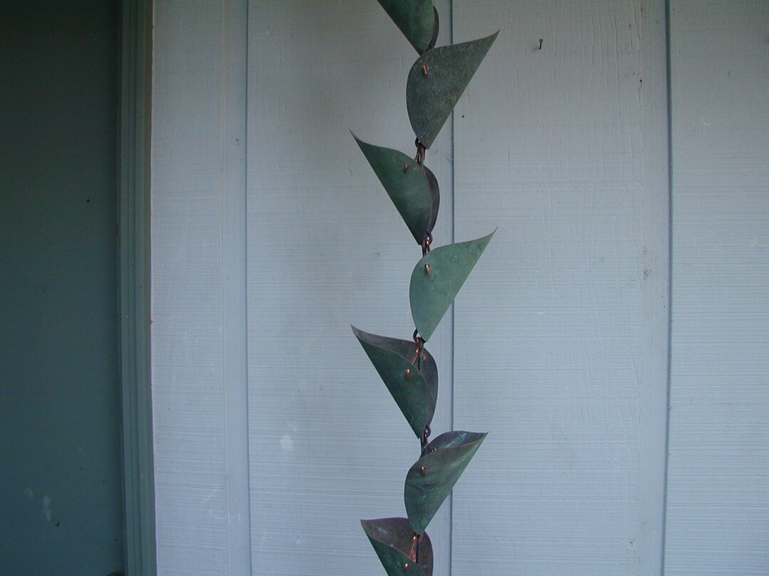 8-foot Cascading Water COPPER RAIN CHAIN Handmade Plant Sculpture for ...