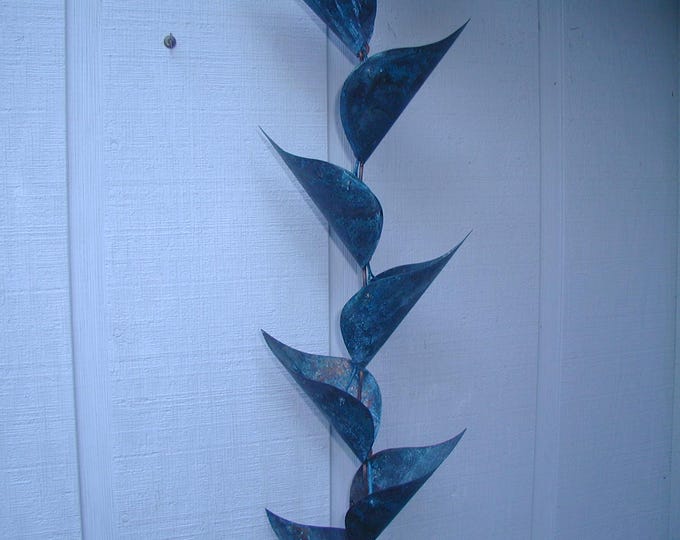 8-foot Cascading Water COPPER RAIN CHAIN - Handmade Plant Sculpture for ...