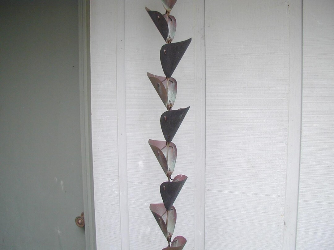 9 1/2-foot Cascading Water COPPER RAIN CHAIN - Handmade Plant Sculpture ...
