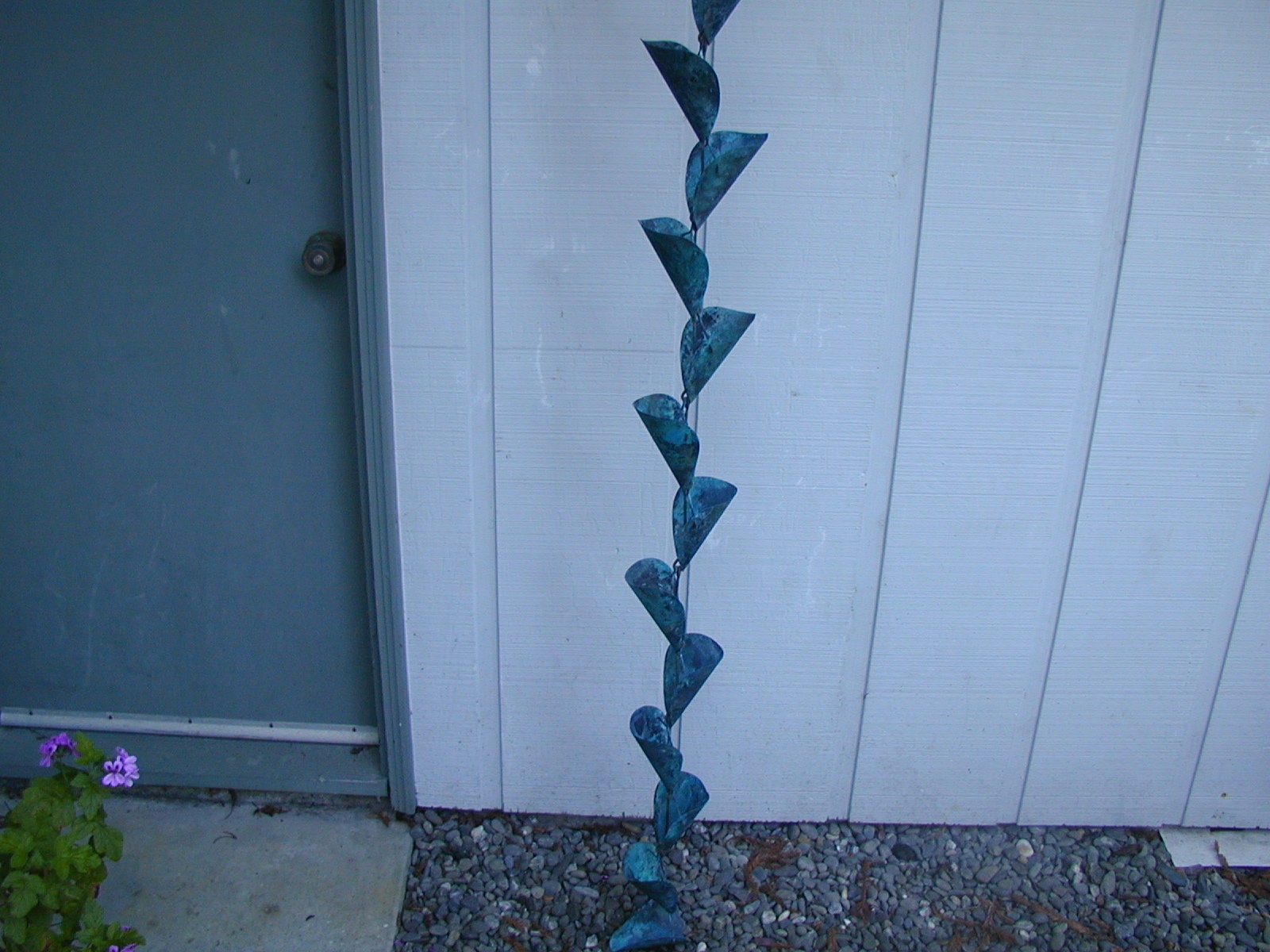 9-foot Cascading Water COPPER RAIN CHAIN Handmade Plant Sculpture for ...