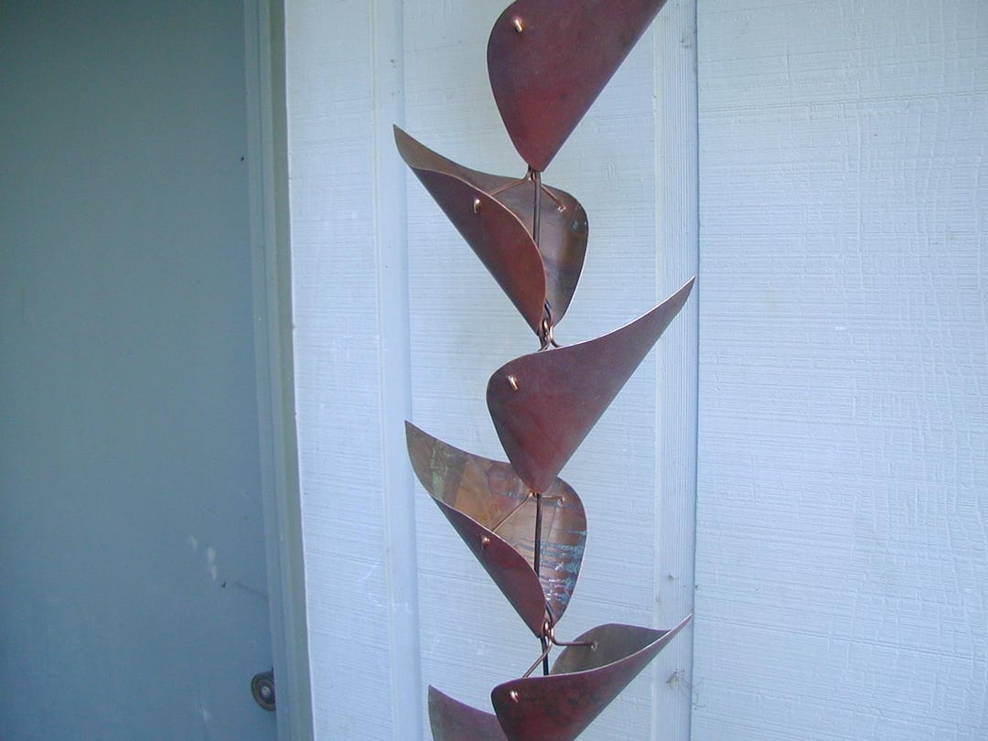 8-foot Cascading Water COPPER RAIN CHAIN Handmade Plant Sculpture for ...
