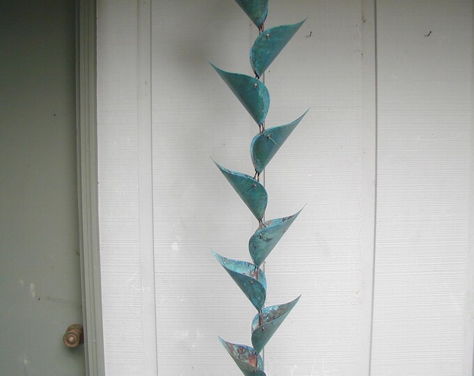 8-foot Cascading Water COPPER RAIN CHAIN - Handmade Plant Sculpture for ...