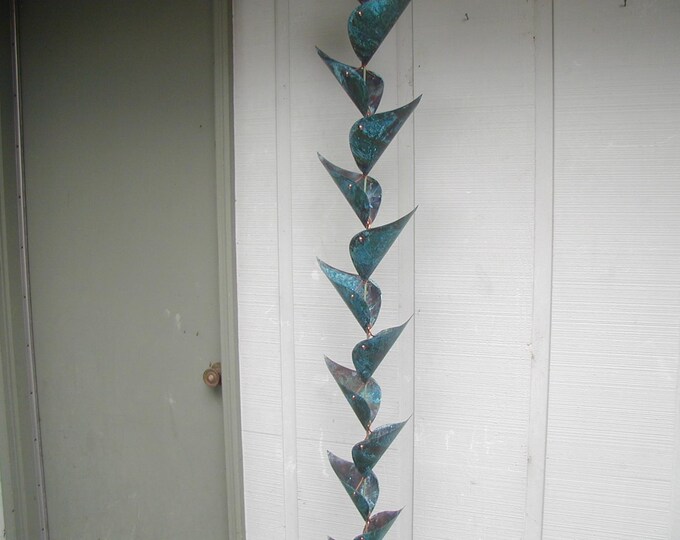 8-foot Cascading Water COPPER RAIN CHAIN - Handmade Plant Sculpture for ...