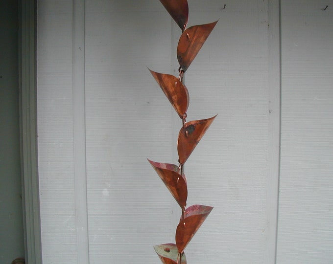 8-foot Cascading Water COPPER RAIN CHAIN Handmade Plant Sculpture for ...