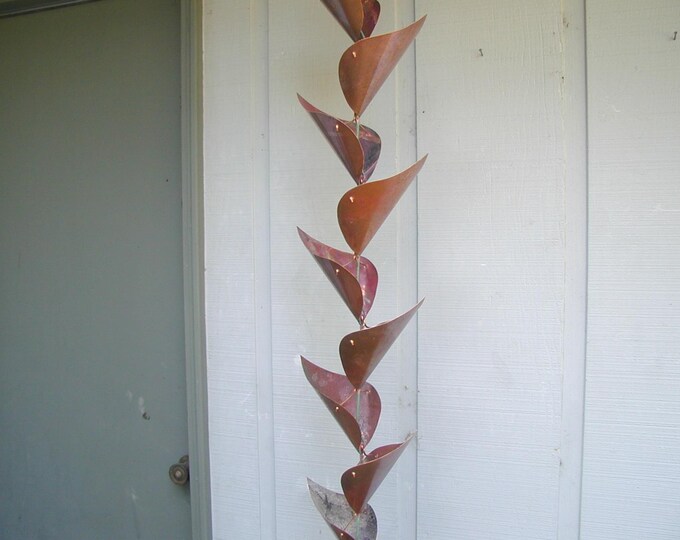 8-foot Cascading Water COPPER RAIN CHAIN - Handmade Plant Sculpture for ...