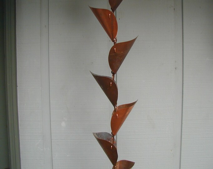 9-foot Cascading Water COPPER RAIN CHAIN - Handmade Plant Sculpture for ...