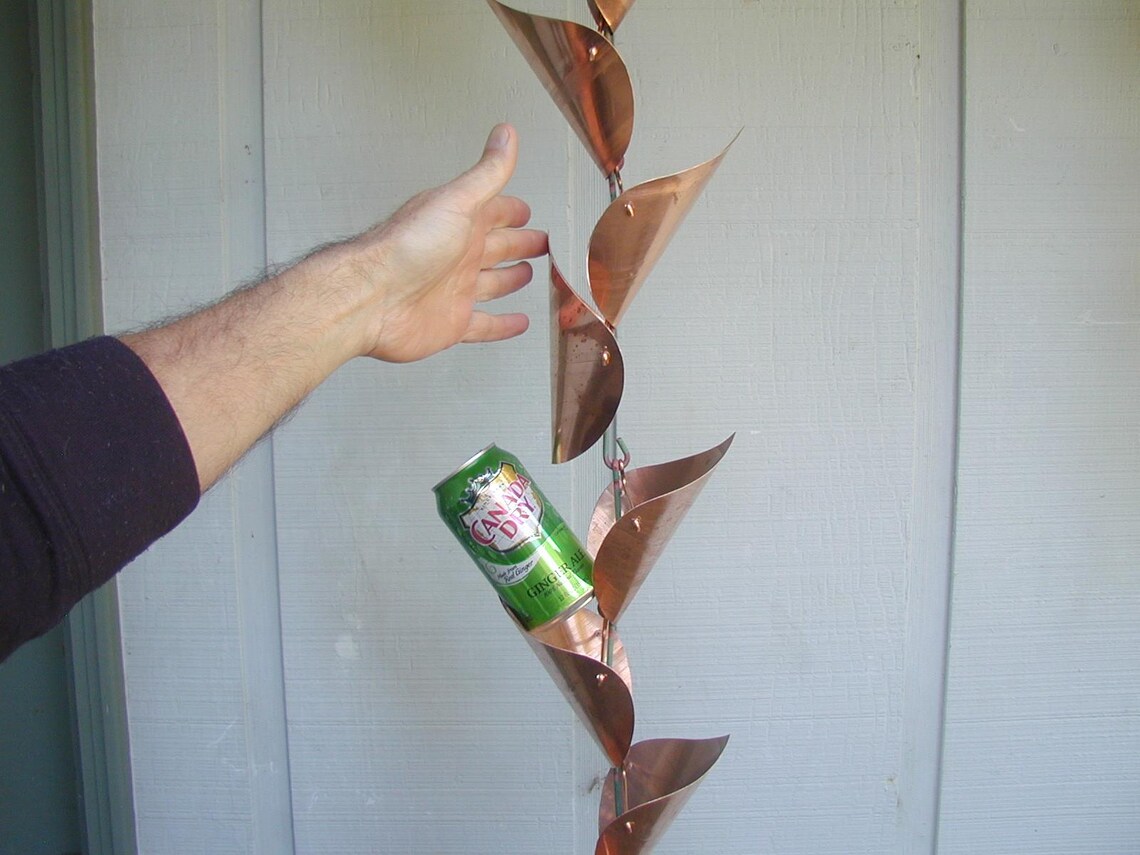 10-foot Cascading Water COPPER RAIN CHAIN - Handmade Plant Sculpture ...