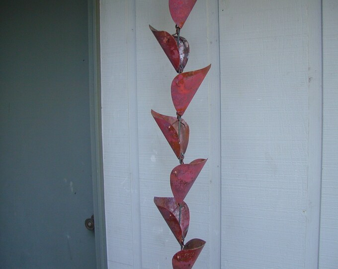 9-foot Cascading Water COPPER RAIN CHAIN - Handmade Plant Sculpture for ...