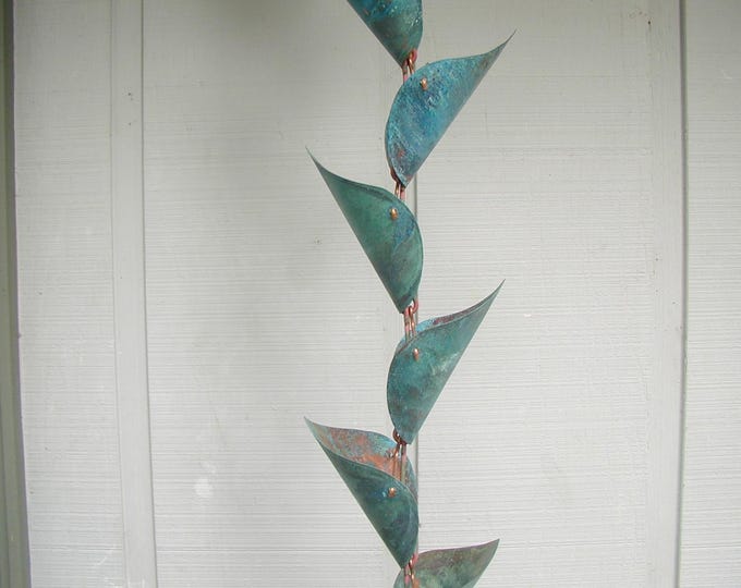 10-foot Cascading Water COPPER RAIN CHAIN - Handmade Plant Sculpture ...