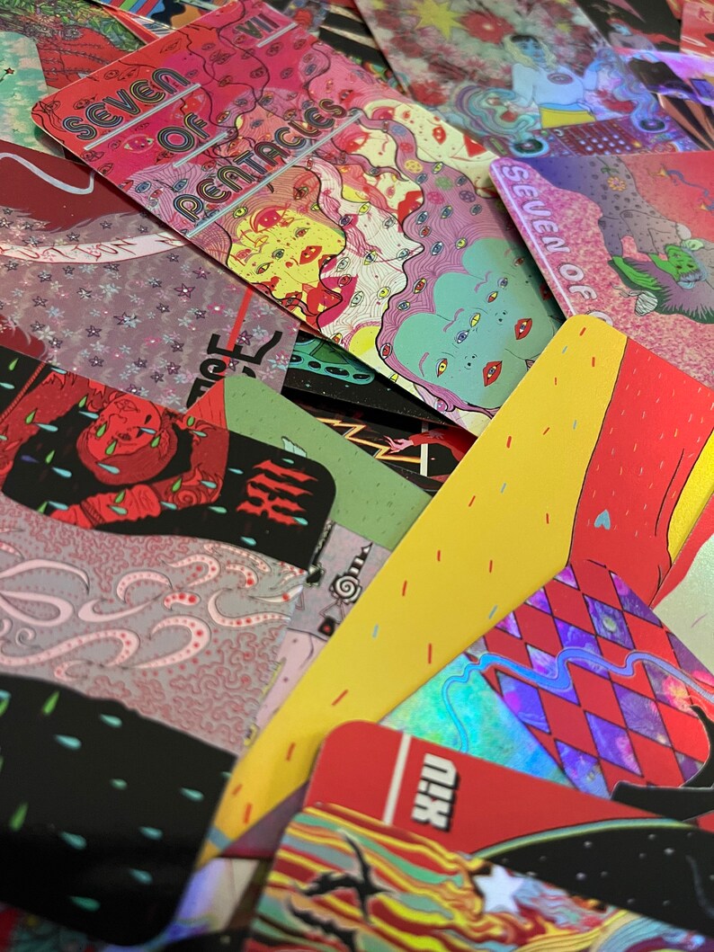 Damaged Mars Power holographic Card Faces Tarot Deck - Etsy