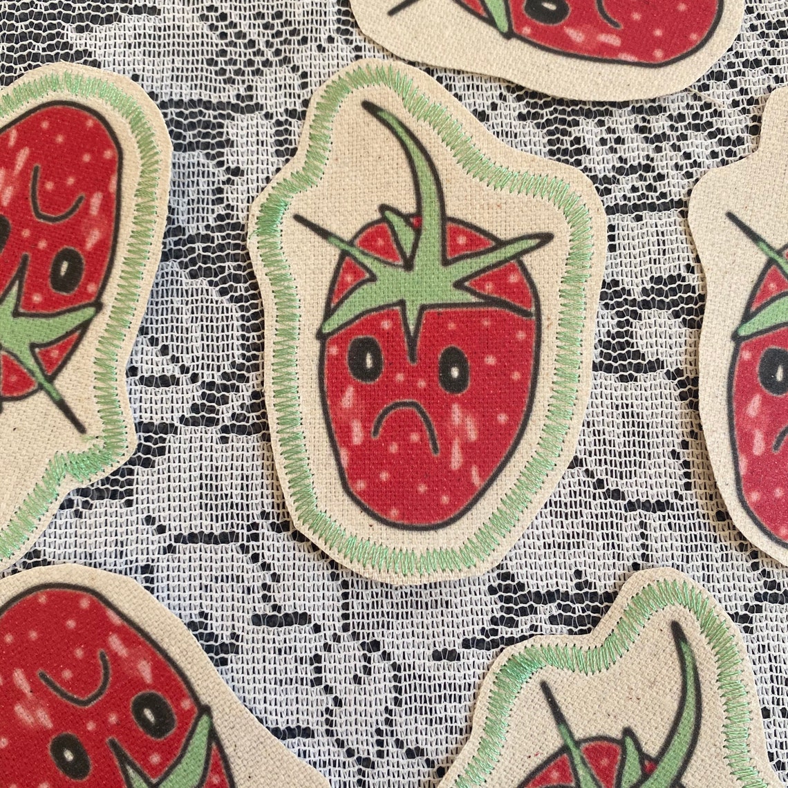Sad Strawberry Canvas Patch - Etsy