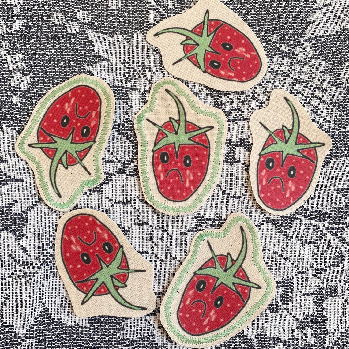 Sad Strawberry Canvas Patch - Etsy