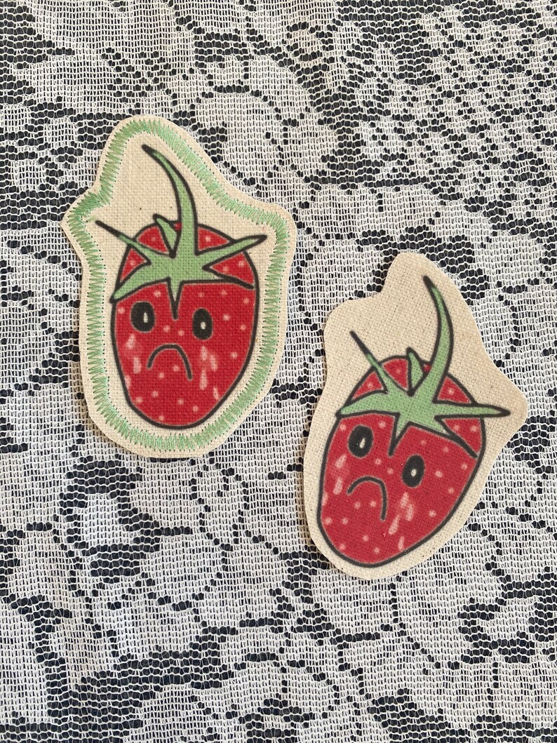 Sad Strawberry Canvas Patch - Etsy