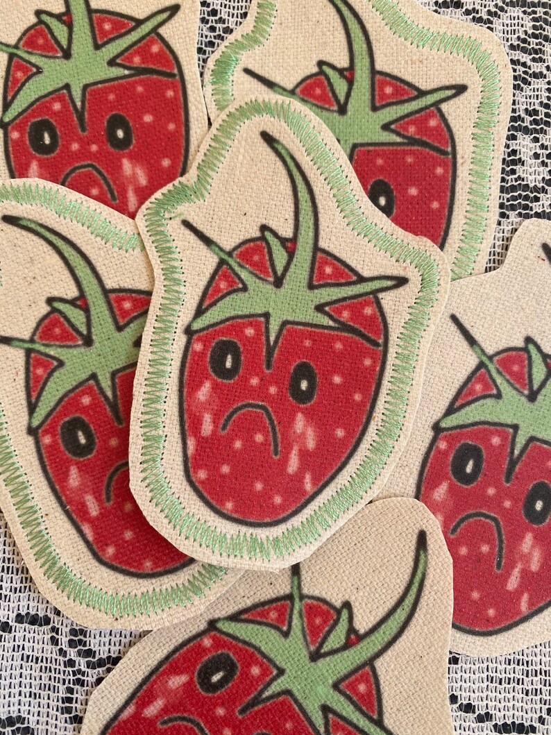 Sad Strawberry Canvas Patch - Etsy