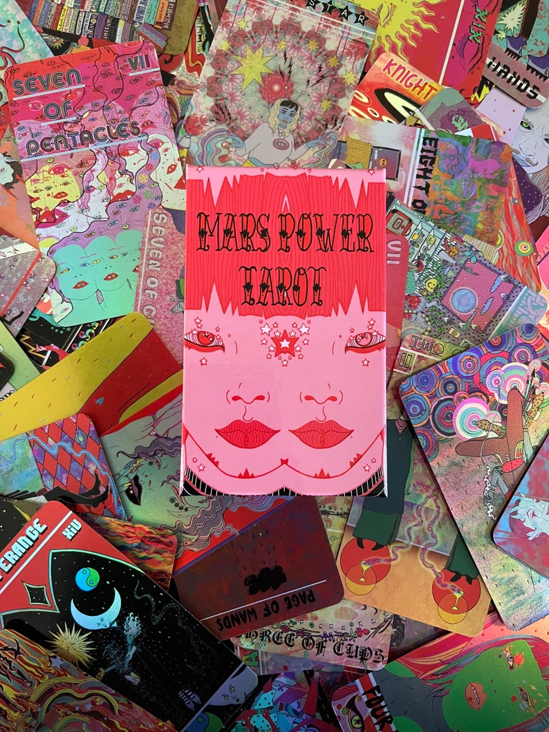 Damaged Mars Power holographic Card Faces Tarot Deck - Etsy