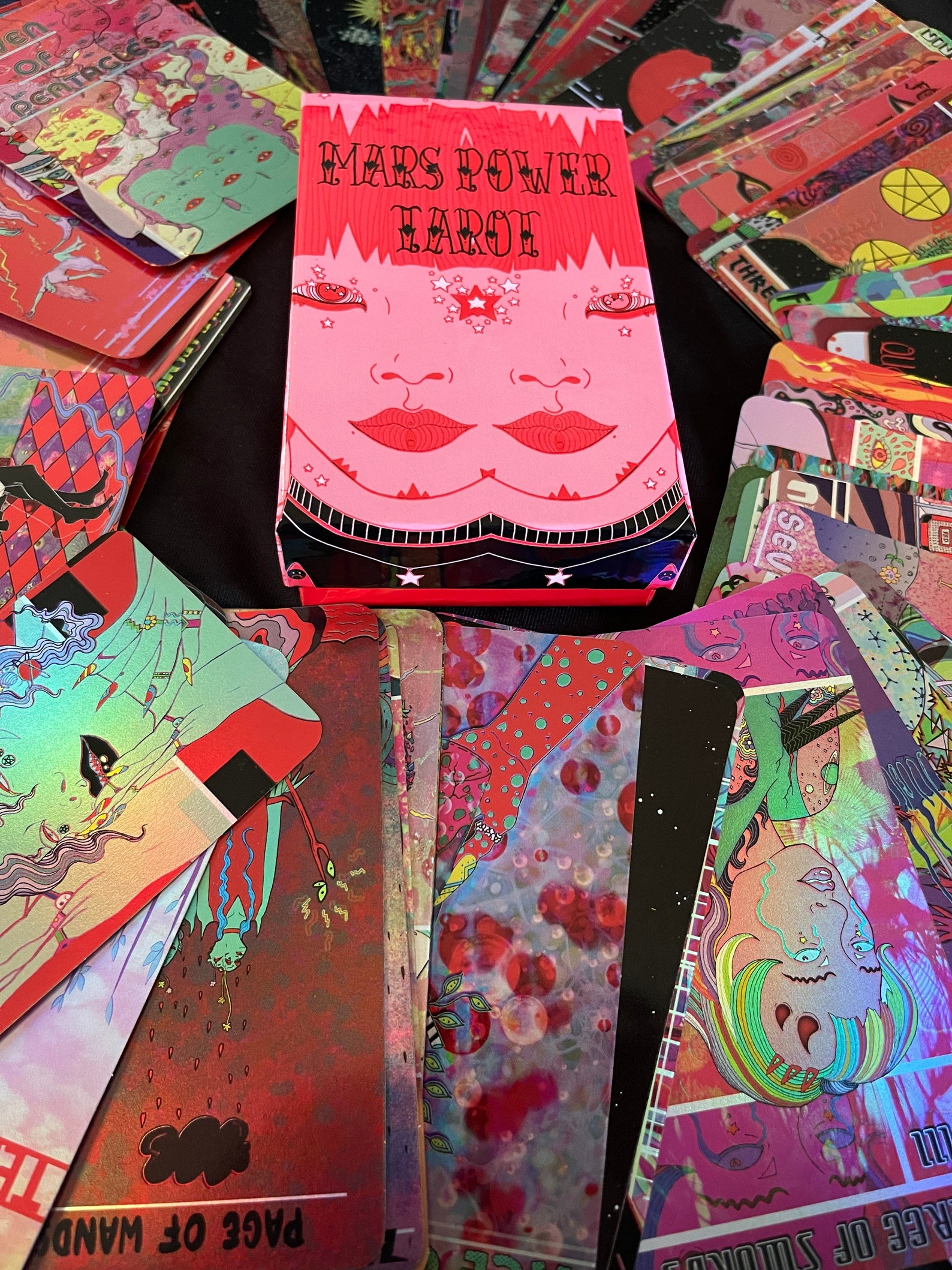 Damaged Mars Power holographic Card Faces Tarot Deck - Etsy