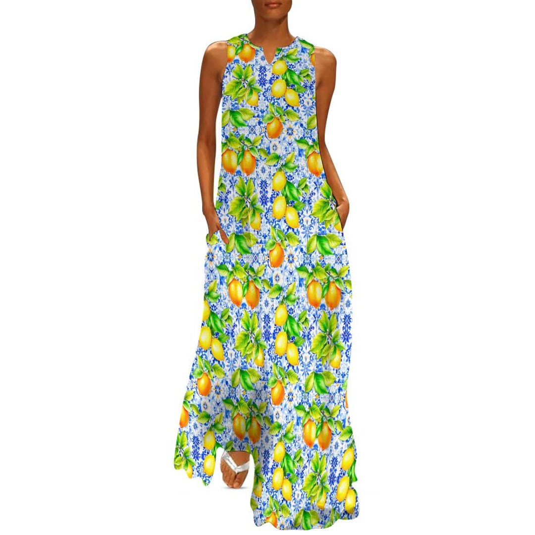 Positano Style Summer Lemon ,long Dress - Etsy