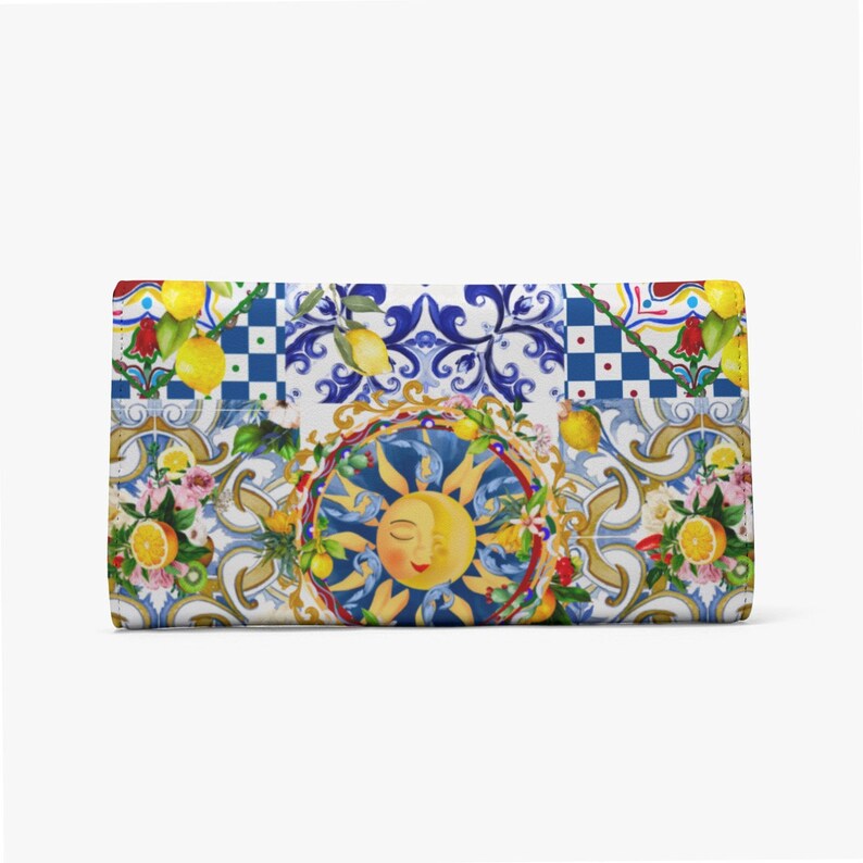 Sicilian Sun,majolica,lemon,mediterranean Tiles Foldable Wallet - Etsy