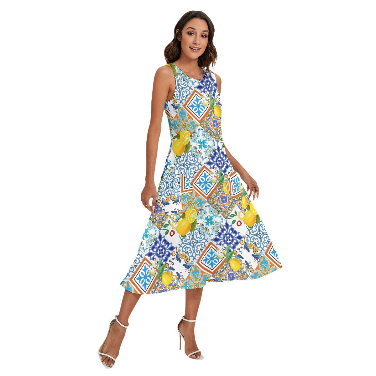 Majolica ,tiles,lemons,sicilian Tiles All-over Print Women's Sleeveless ...
