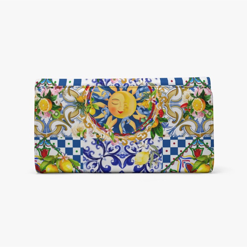 Sicilian Sun,majolica,lemon,mediterranean Tiles Foldable Wallet - Etsy