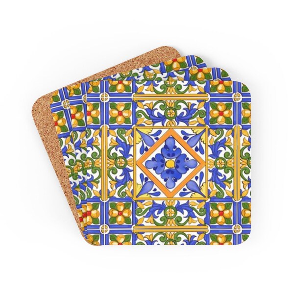 Sicilian Tile Coasters - Etsy