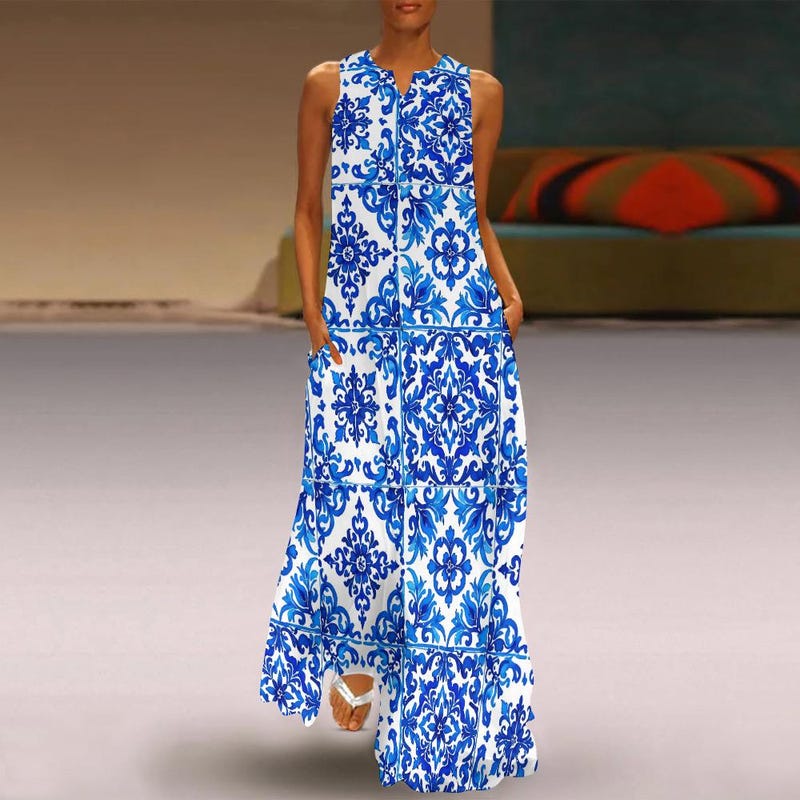 Blue & White Dress - Etsy UK