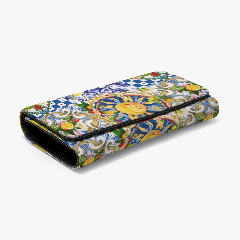 Sicilian Sun,majolica,lemon,mediterranean Tiles Foldable Wallet - Etsy