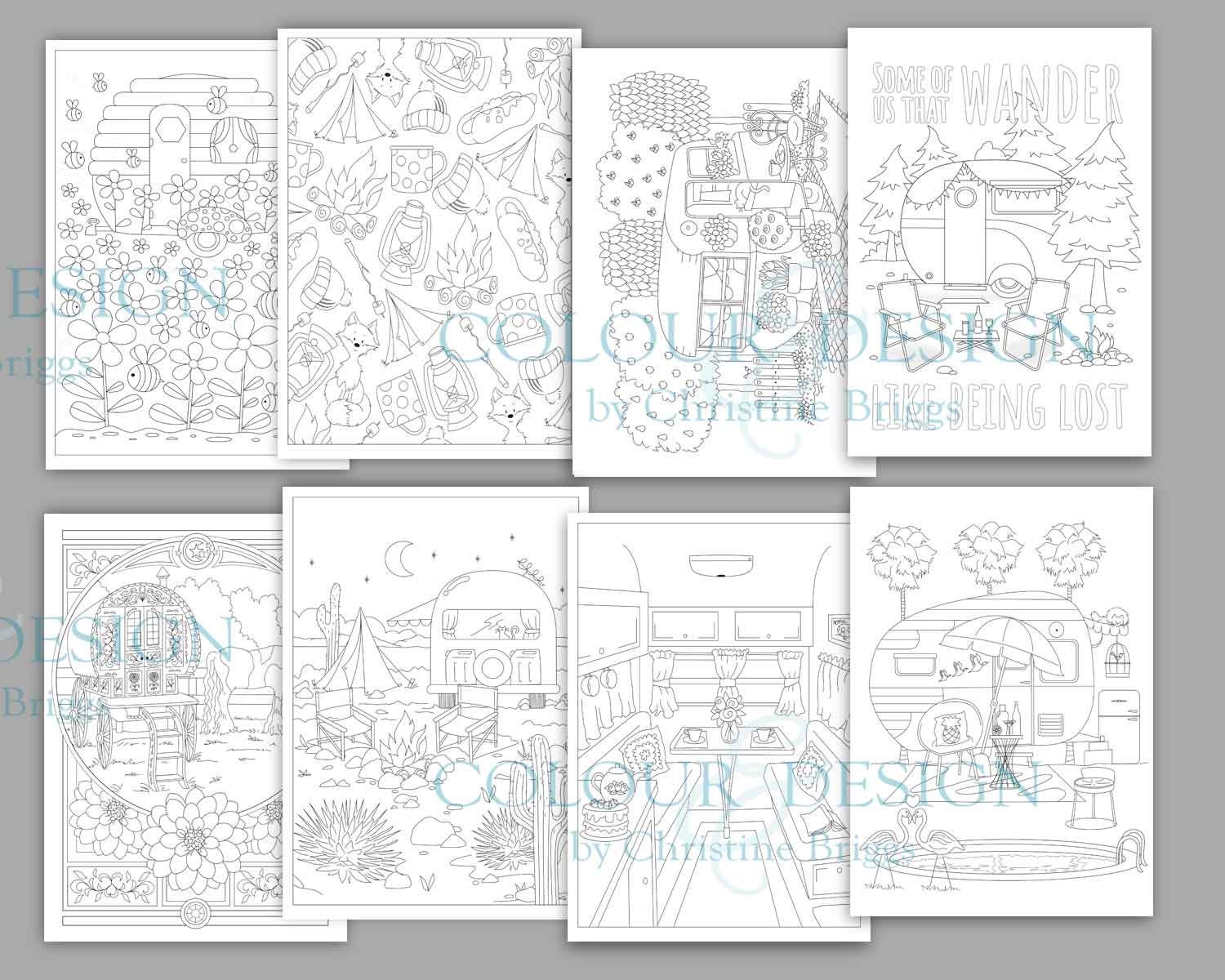 Printable Camping Coloring Book. 40 Page RV Caravan Camper Trailer ...