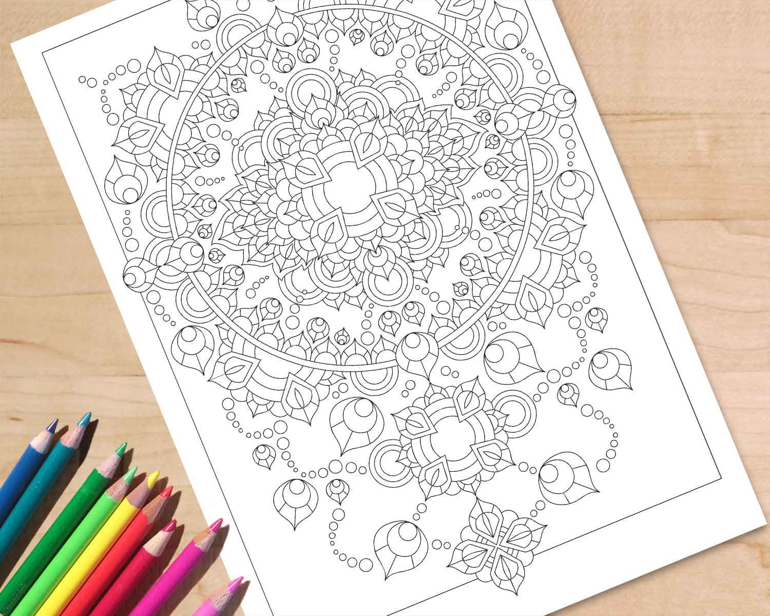 Mandala Coloring Page, Jewel Printable, Boho Colouring Page for Adults ...