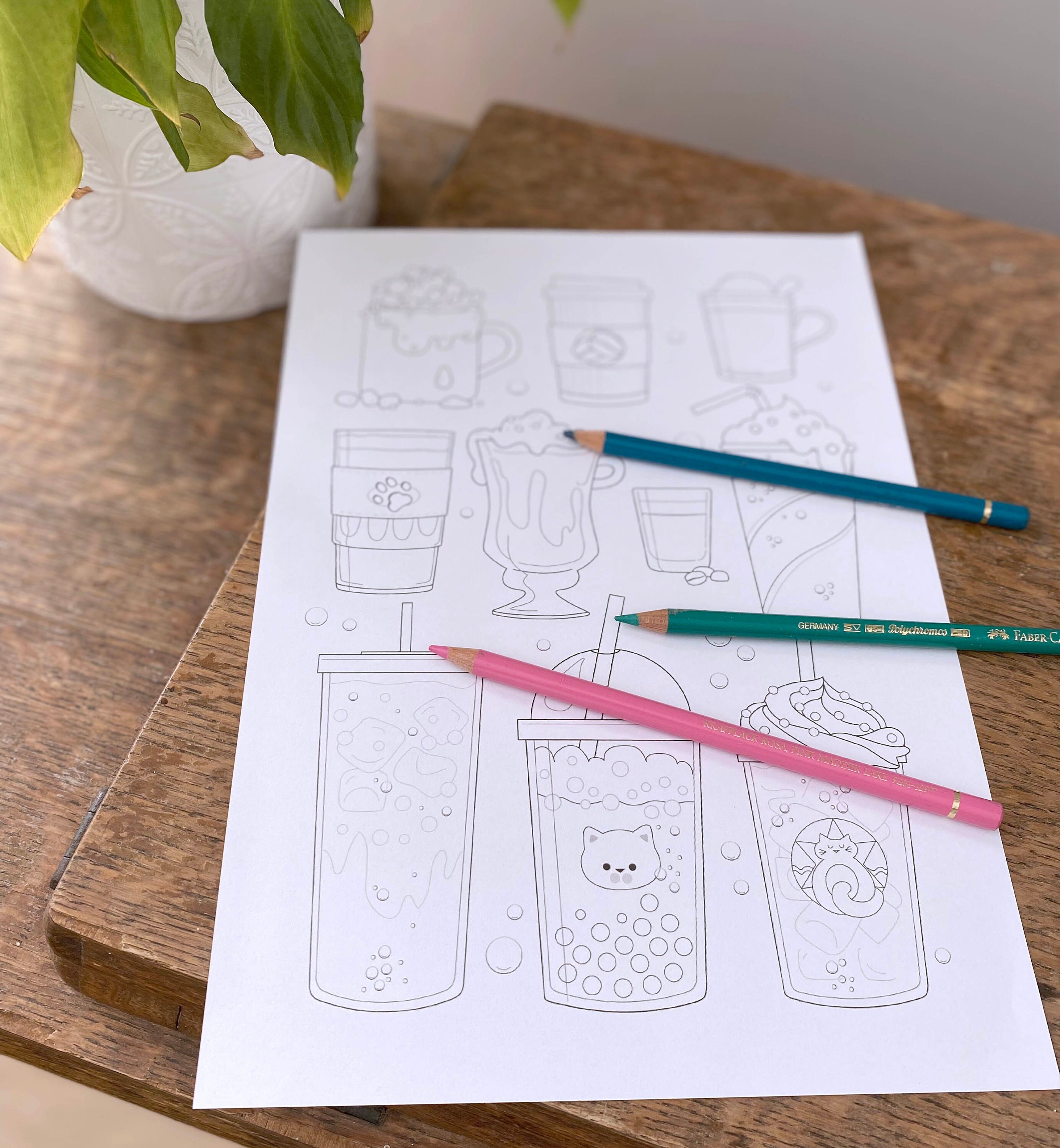 Boba Coloring Page, Printable Bubble Tea, Iced Coffee Digital Download ...