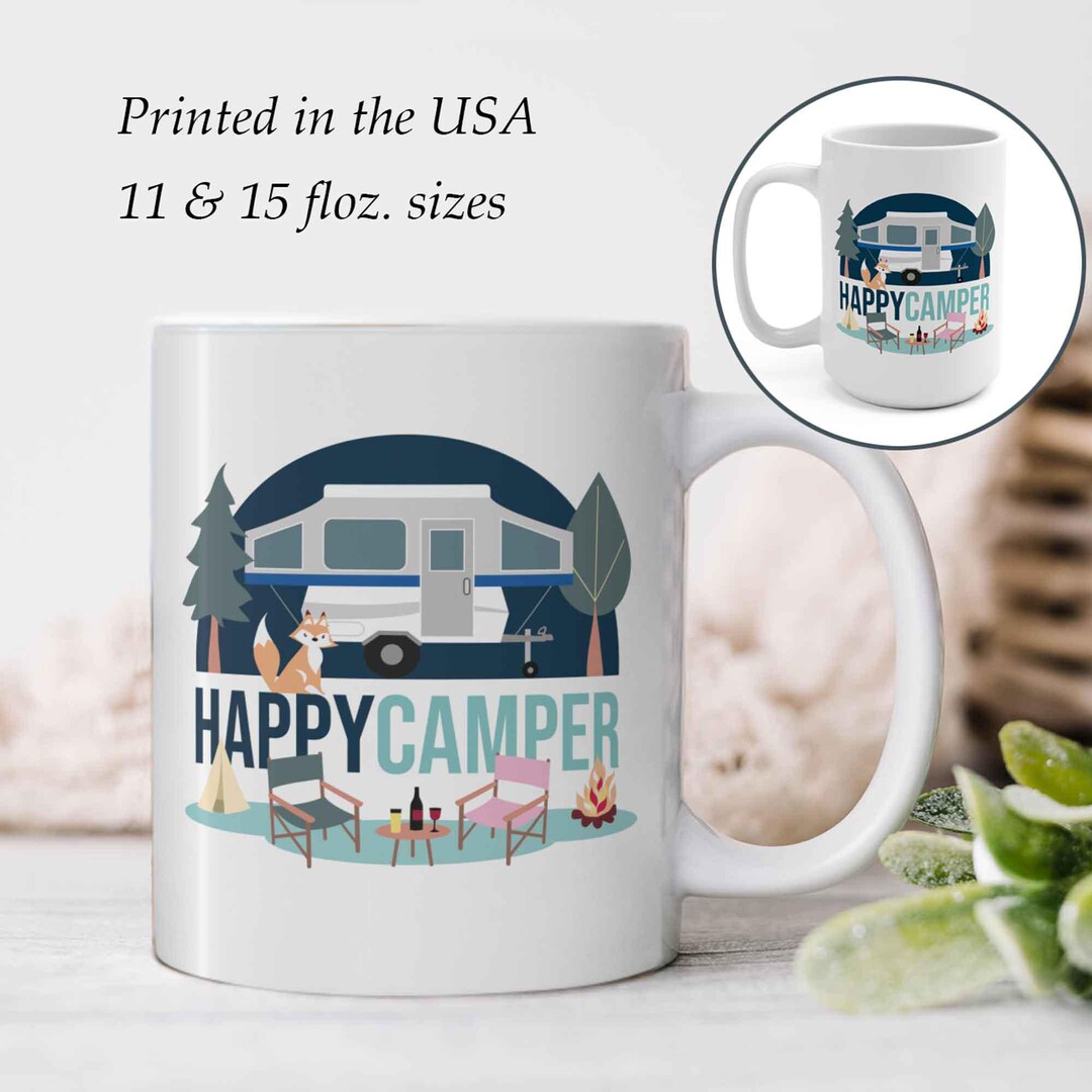 Pop up Camper Mug, Happy Camper Coffee Cup, Ceramic Camping Mug, Gift ...
